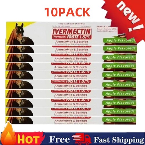 10 PACK Paste Horse Dewormer - Apple Flavor Exp-12/2026 Anthelmintic ...