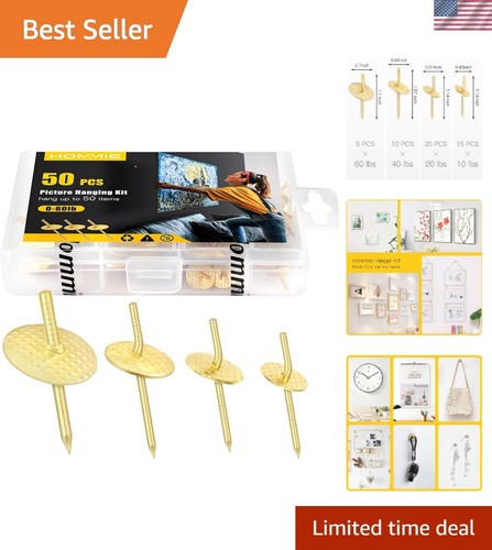 50PCS Picture Hanging Kit - Nails & Hangers for Frames, Canvas, Mirror ...