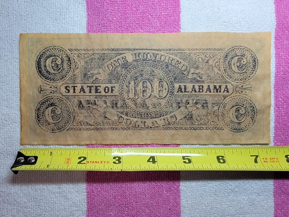 State of Alabama One Hundred Dollar Note 1864 Vintage Reproduction | eBay