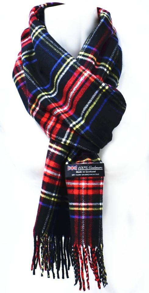 Mens Womens Wool Check Scarf Scotland Made Warm Plaid Wool 100% ...