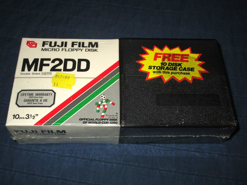 VINTAGE FUJI MF2DD MICRO FLOPPY DISK 10 PACK--BRAND NEW w STORAGE CASE ...