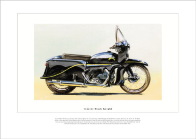 Fine Art Print depicting a VINCENT BLACK KNIGHT Motorcycle - Series D ...