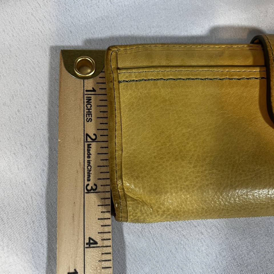 Fossil Mustard Yellow Leather Wallet Womens Bifold Snap & Zipper | eBay