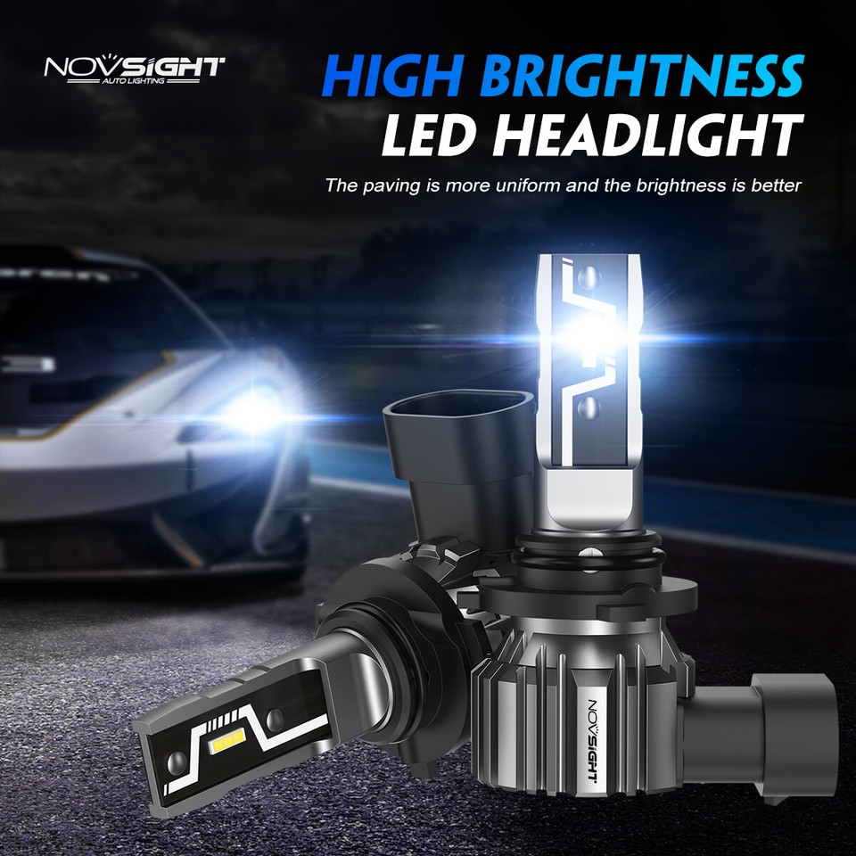 NOVSIGHT 50W 10000LM 9006 HB4 LED Headlight Bulbs Kit High Low Beam ...