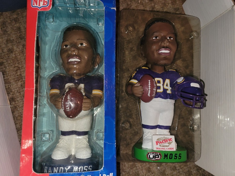 2pc lot Randy Moss bobblehead Minnesota Vikings Pacific & bobble dobble ...