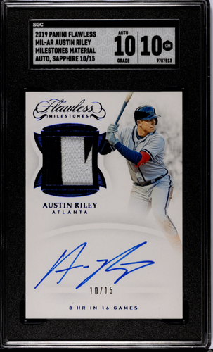 2019 Panini Flawless -Patch Sapphire Milestone #MIL-AR Austin Riley /15 ...