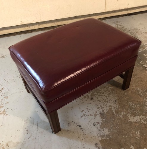 Dark Red Leather Ottoman/Footstool | eBay