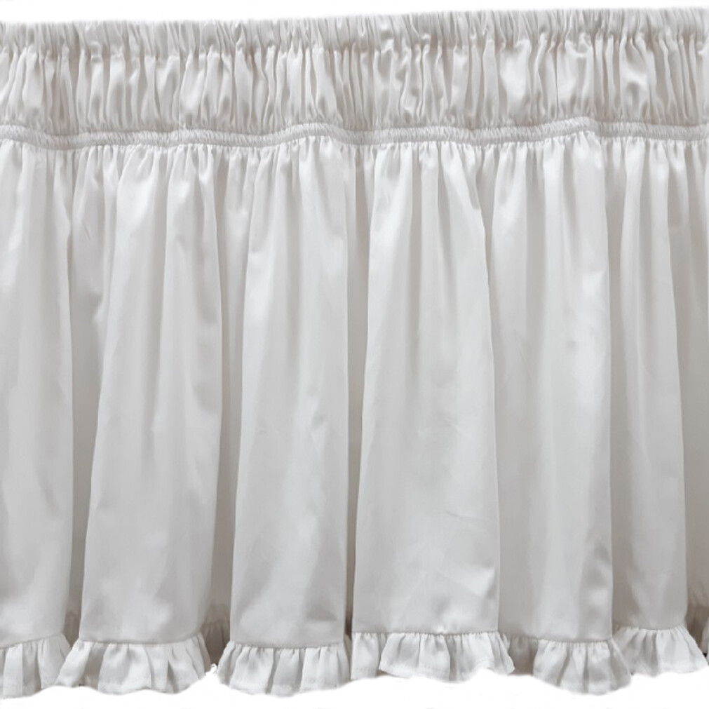 3 Side Wrap Around White Solid Bottom Ruffle 625 TC Cotton Dust Ruffle ...