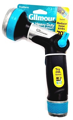 Gilmour Heavy Duty Garden Water Hose Spray Nozzle Swivel 8-Pattern ...