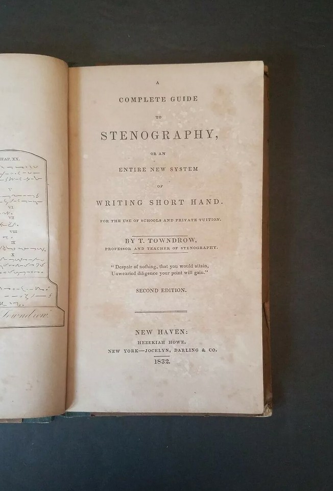 1832 Complete Guide to Stenography New System Writing Shorthand by ...