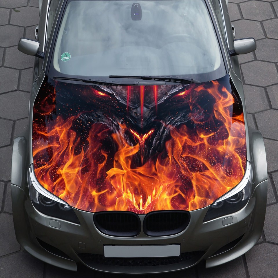 Demon Flames Hood Wrap Decal Vinyl Sticker Color Devil Fire Graphic Fit ...