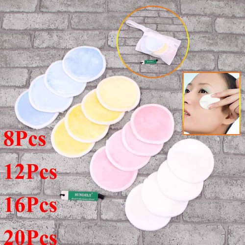 8/20Pcs Reusable Make up Remover Wipes Facial Cleanser Pads Washable ...