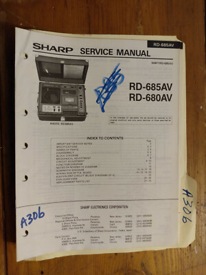 Sharp rd-685 680 av Service Manual Original Repair Book tape deck ...