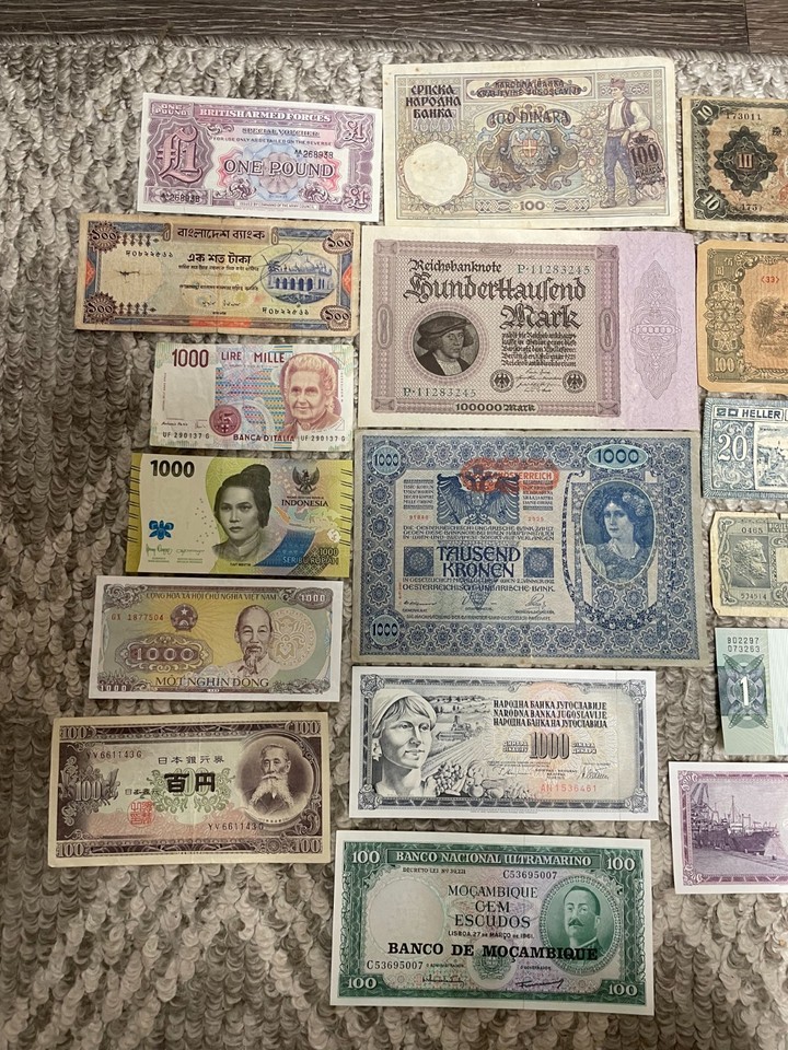 Lot of 20 Foreign Paper Money World Currency Banknotes - Circulated ...