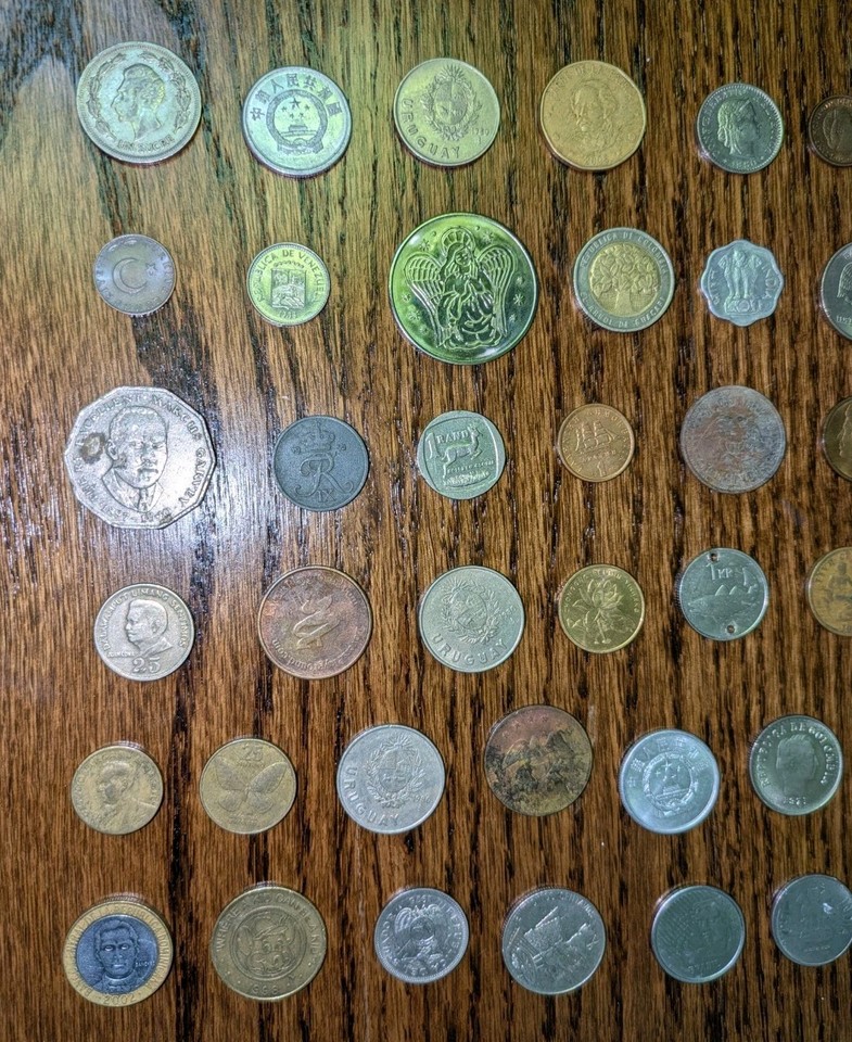 Lot of 60 Coins & Tokens International World Foreign Vintage Old Many ...