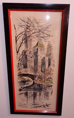 ORIGINAL by Listed John Haymson (1902 - 1980) "CENTRAL PARK" Watercolor ...