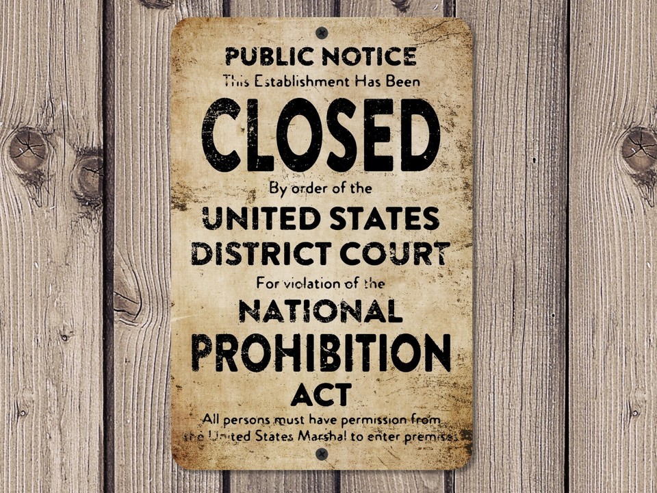Prohibition Bar Sign - Vintage Retro Pub Reproduction 12" X 8" Aluminum ...