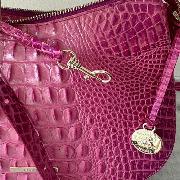 Brahmin Shayna Hibiscus Ombre Genuine Croc-embossed Leather Crossbody ...