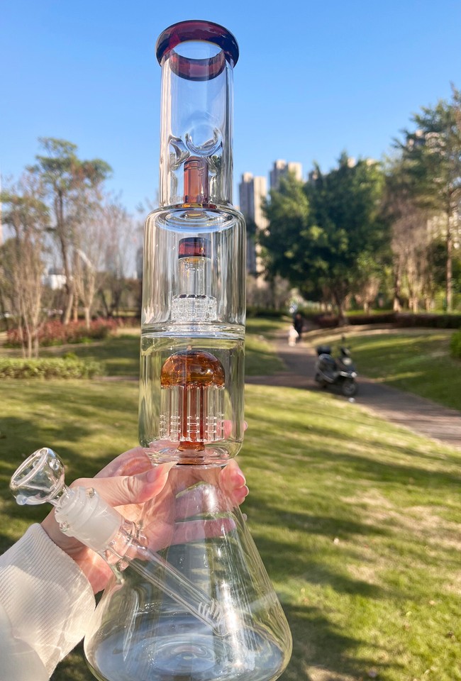 16 Inch Heavy Glass Bong Percolator Water Pipes Smoking Hookah 14mm ...