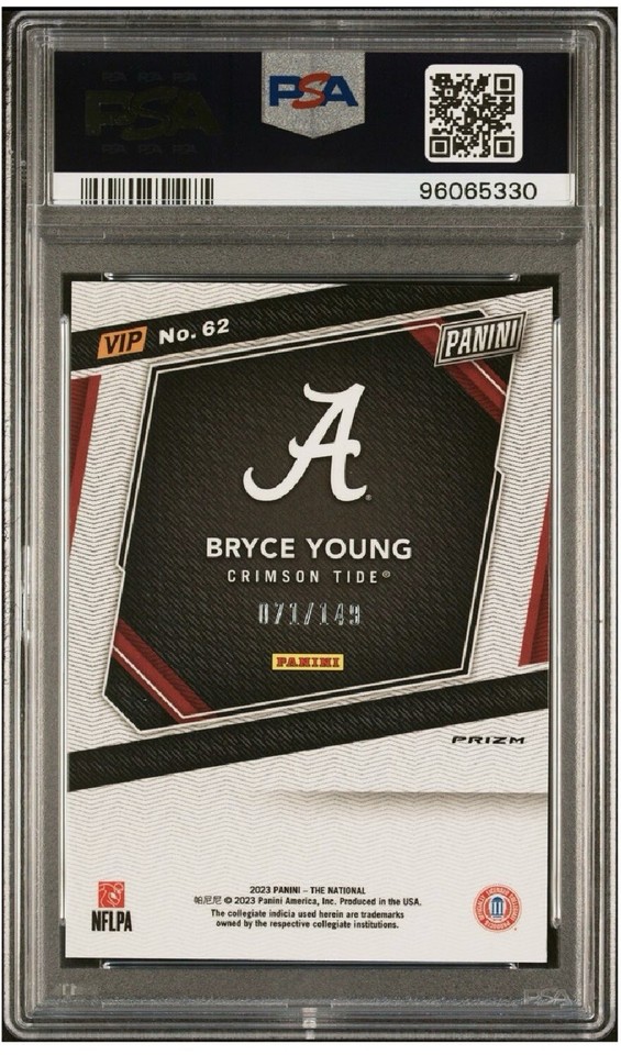 2023 PANINI NAT VIP GOLD BLUE SPARKLE #62 BRYCE YOUNG RC /149 PSA 10 ...