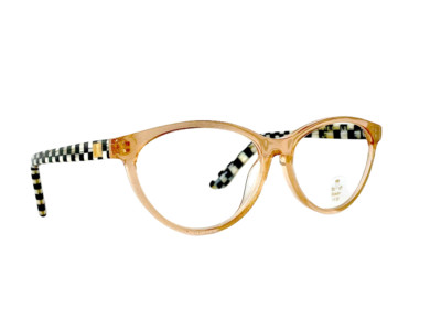 MacKenzie-Childs COURTLY CHECK ROSE GOLD LENO READERS GLASSES X 1.5 NEW ...