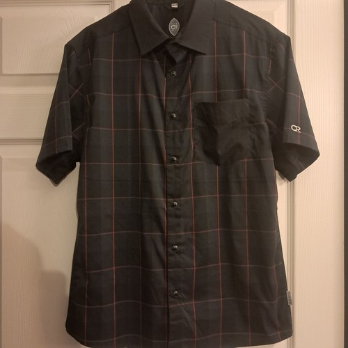 Club Ride Shirt Large Plaid Black Red Snap Cycling Jersey Mountain Bike ...