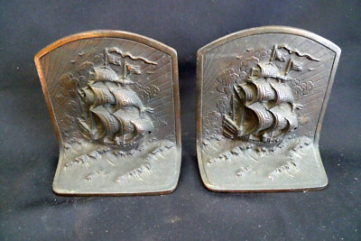 VINTAGE SET 2 DETAILED SOLID COPPER PIRATE SAILING SHIPS NAUTICAL METAL ...