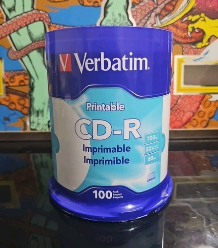 VERBATIM CD-R CDR 52X 700MB Printable 100 pack Spindle New Sealed CD-R ...