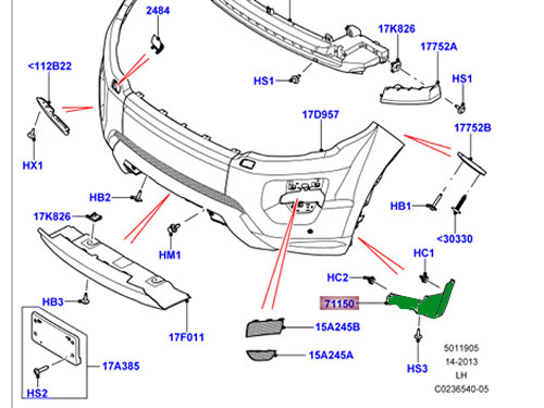 GENUINE LAND ROVER FRONT BUMPER FINISHER RANGE ROVER EVOQUE LH NEW ...