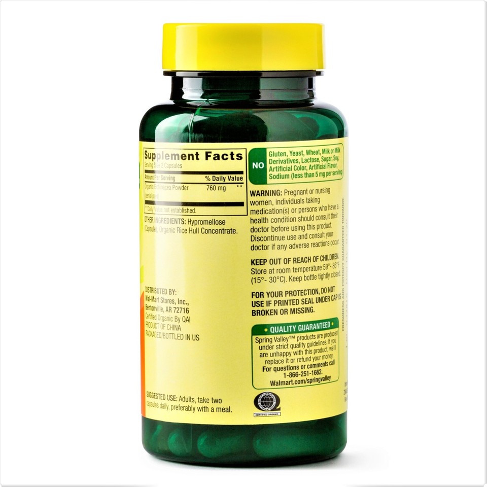 Spring Valley Echinacea, 760 mg, 100 Vegetarian Capsules, EXp: 05/25 | eBay