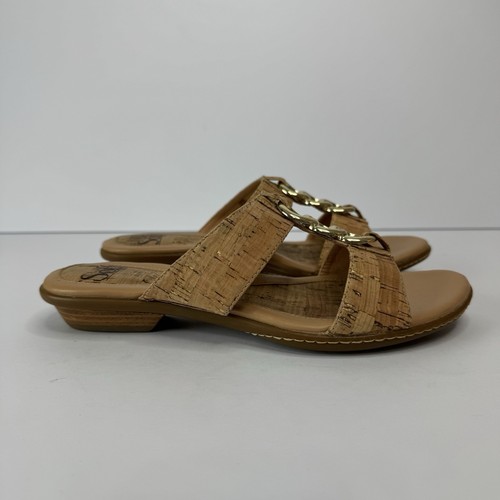 Soft Womens Cork & Natural Heels Slide Sandals Open Toe Size 7.5M Tan ...