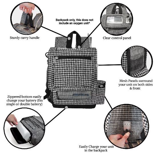 OxyGo Next Lightweight Backpack w/Pockets - Houndstooth | eBay