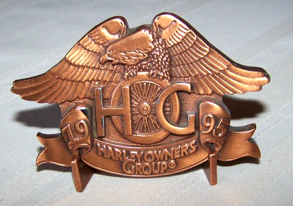 HARLEY DAVIDSON HOG OFFICER 1995 CHAPTER COPPER MEDALLION PLAQUE WITH ...