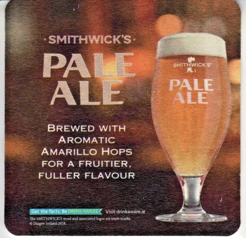 Smithwick's Pale Ale Beer Coaster 2016 Diageo Ireland | eBay