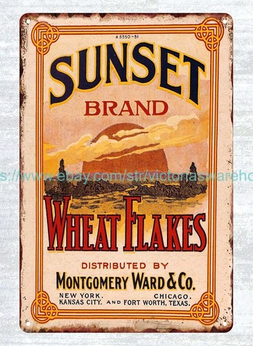 cottage farm plaque plate SUNSET BRAND WHEAT FLAKES B metal tin sign | eBay