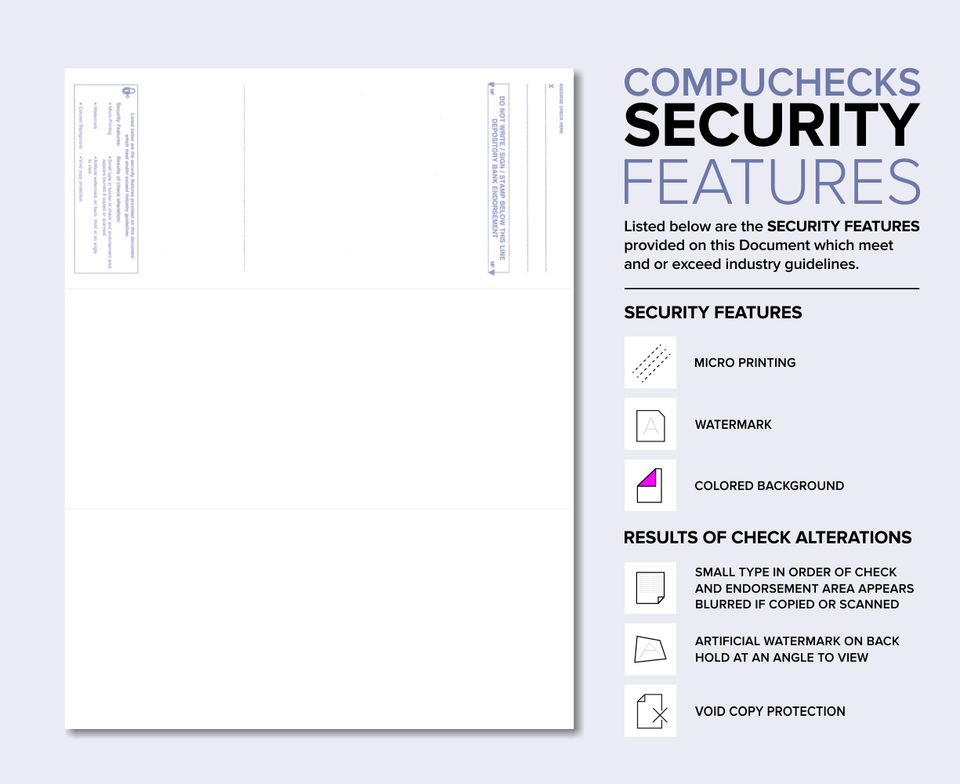 250 High Security Blank Check Stock Paper - Laser Check on Top - Blue ...
