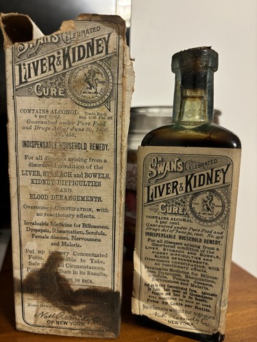 Antique Dr. Swans Liver & Kidney Cure (Embossed Label) Full Bottle ...