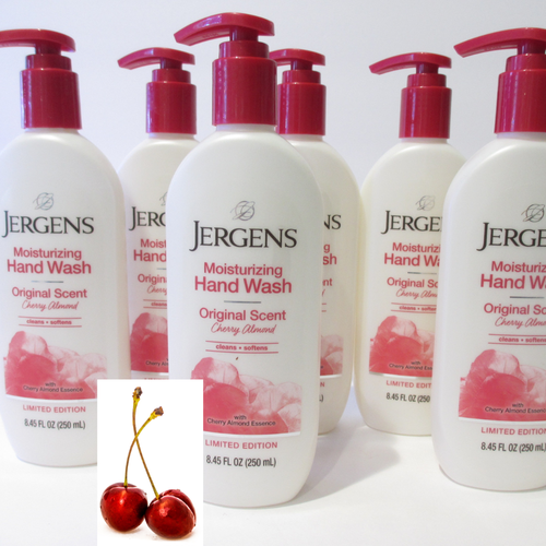 6 Jergens Original Scent CHERRY ALMOND Liquid Moisturizing Hand Wash 8. ...