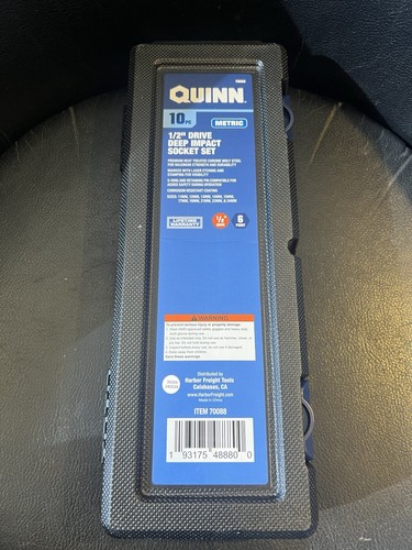 QUINN 10 PC 1/2” Drive Deep Impact Socket Set Metric #70088 6 Points ...