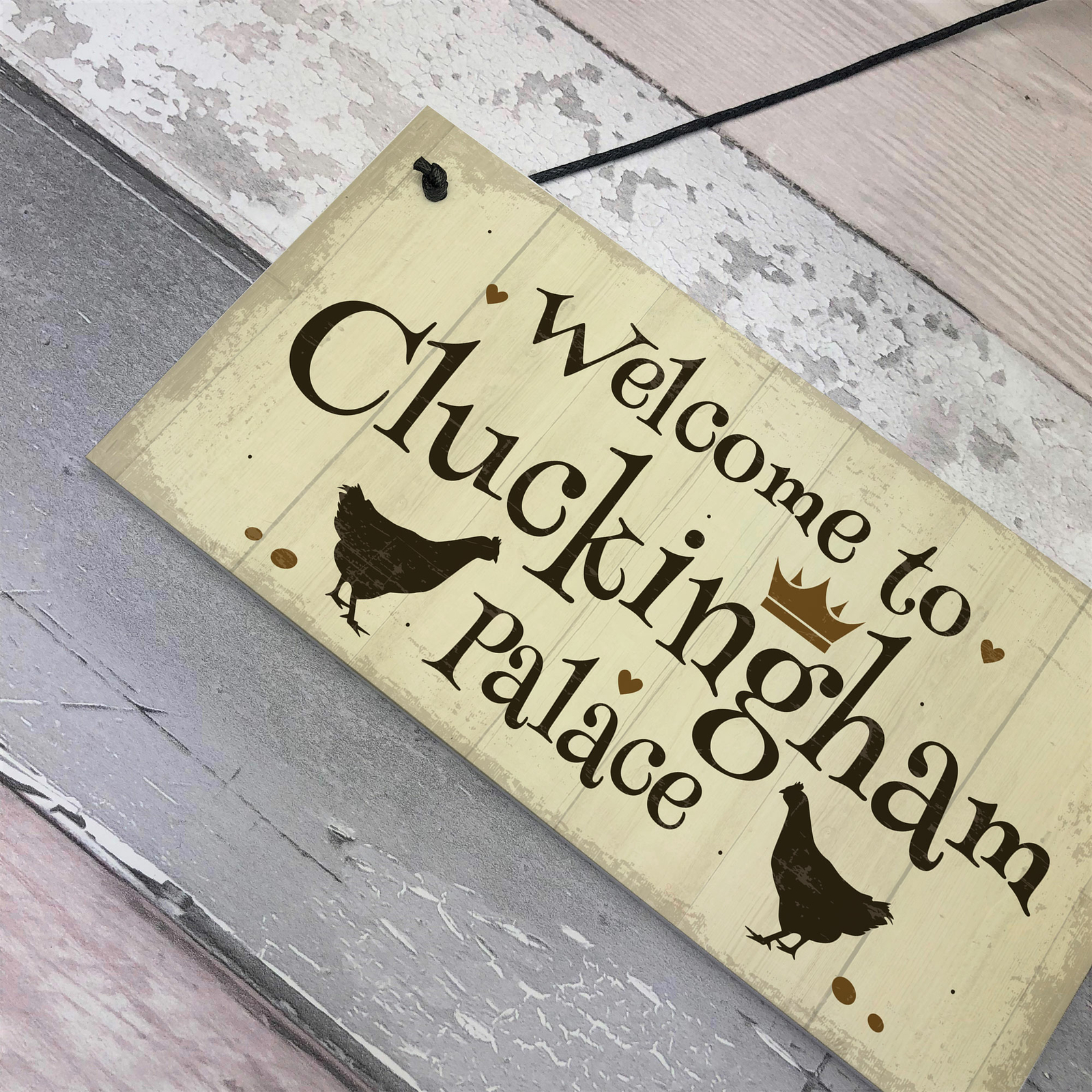 Welcome To Cluckingham Palace Novelty Garden Hanging Plaque Chicken Hen ...