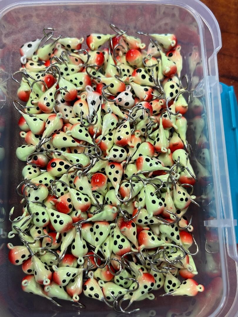 Tungsten yellow and red wonder bread glow fishing jigs 5mm lot of 10 | eBay