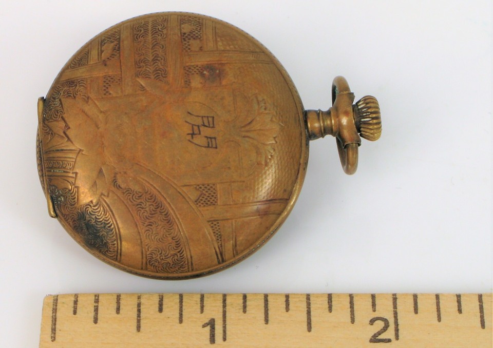 VINTAGE WWII ERA POCKET WATCH EMPTY CASE JAPANESE PICK UP ENGRAVED ...