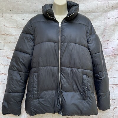 Old Navy Black Jacket Women's Size Large Puffer Jacket Full Zip Coat ...