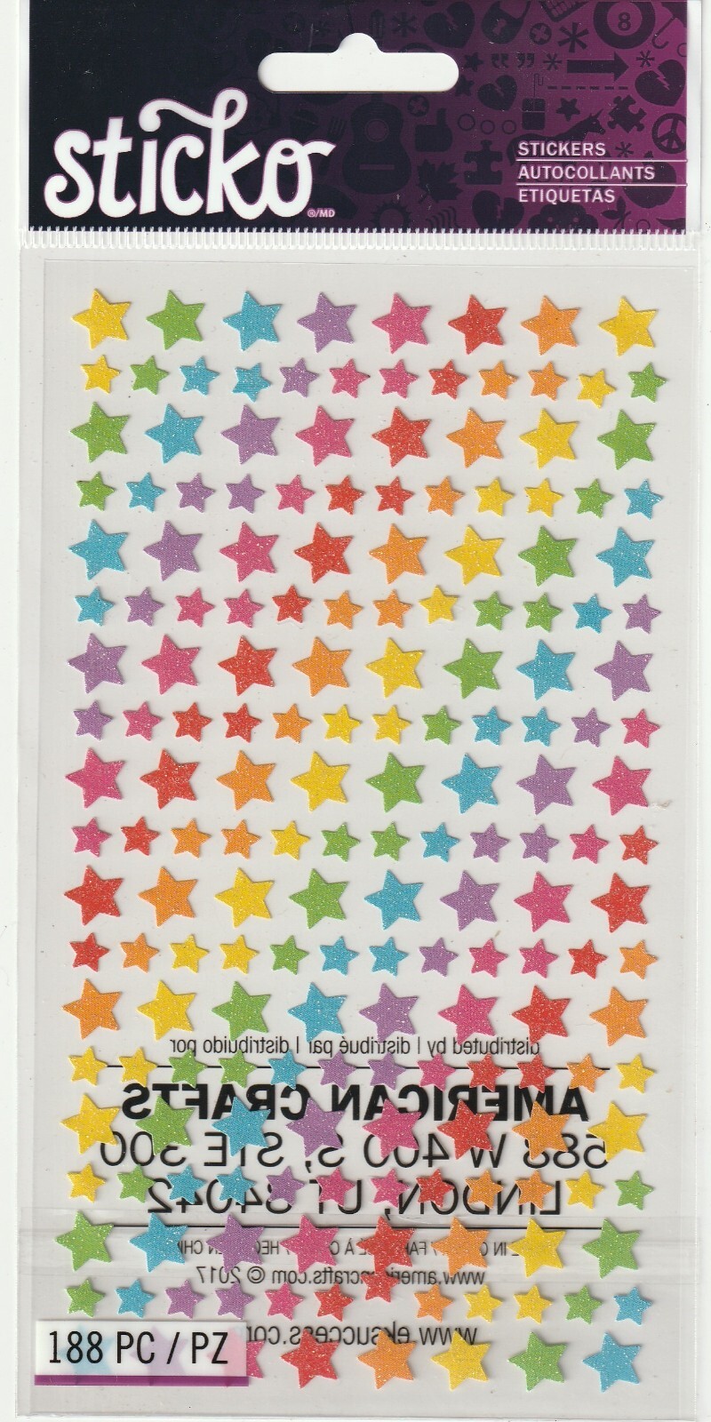 Sticko flat stickers TINY GLITTER STARS Rainbow theme 99803 FAST FREE ...