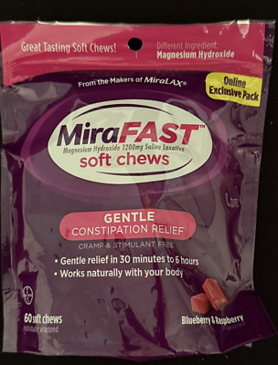 MiraFAST Soft Chews Gental Constipation Relief Mixed Berry Flavor 60ct ...