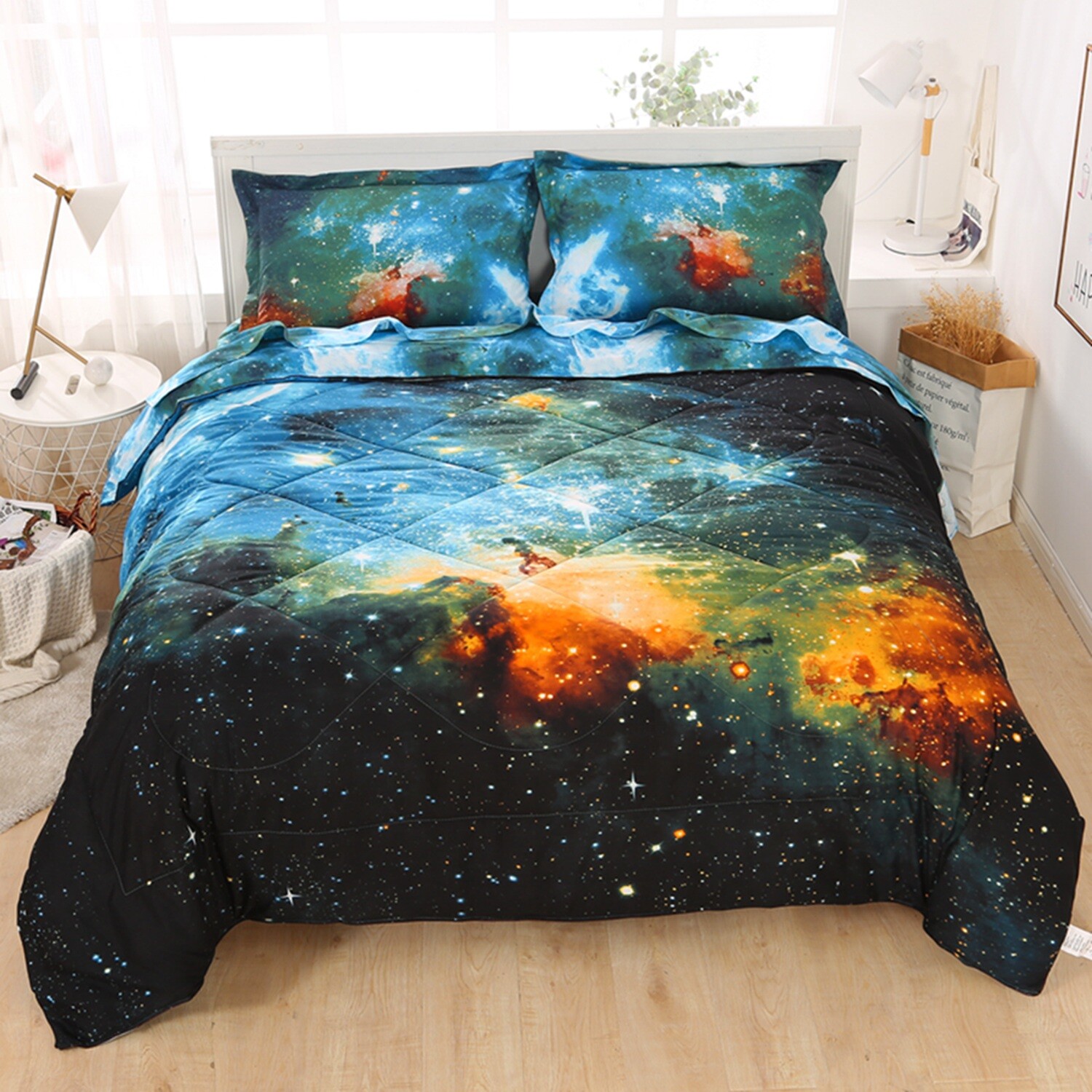 Wowelife Galaxy Comforter Full Size, Blue and Purple Galaxy Bed Set ...
