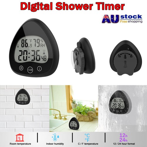 Digital Shower Timer Bathroom Clock Temperature Humidity Countdown ...