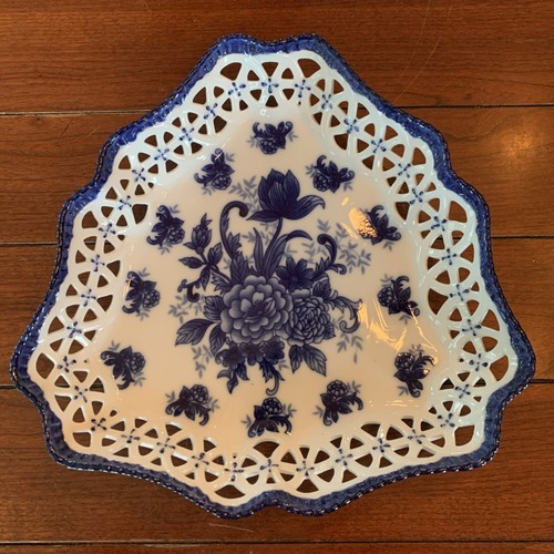 Blue & White Open Lattice Edge Dish by Cracker Barrel Triangle Platter ...