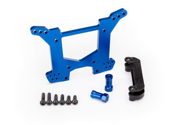 TRA6738X Blue Alu Rear Shock Tower: Rustler 4x4 & Hoss 4x4 | eBay
