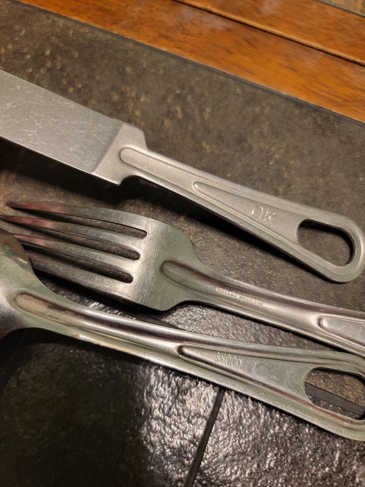 US Army Military Field Mess Kit Set Fork Spoon Knife Wallco SKOCO ...